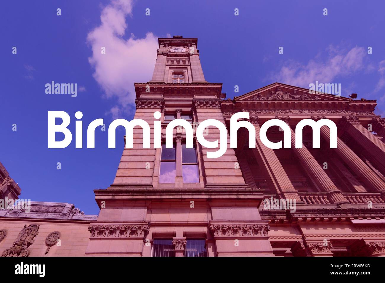 Birmingham, UK. City name modern photo postcard. Travel destination ...