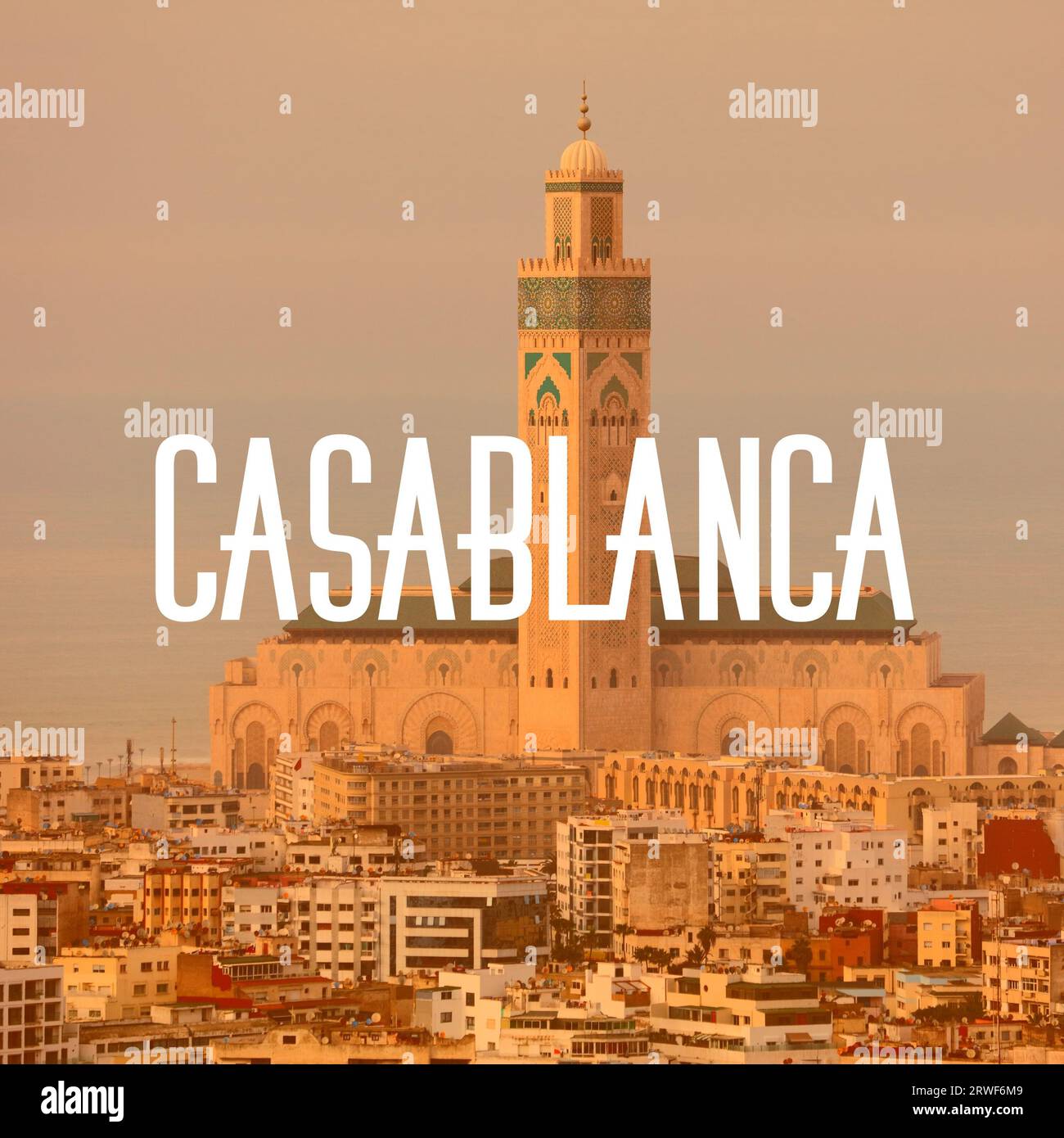 Casablanca, Morocco. City name modern photo postcard. Travel ...