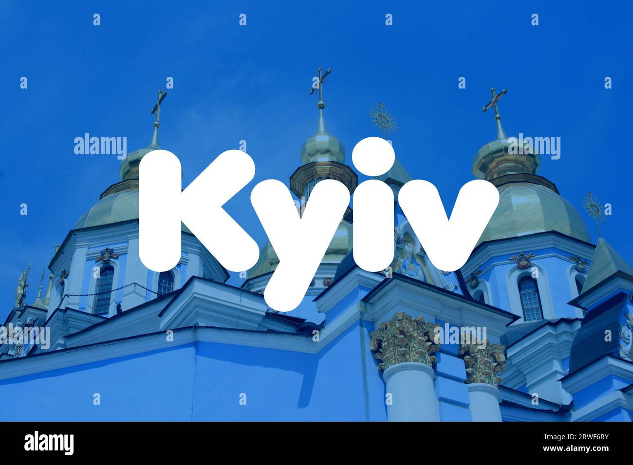 Kyiv, Ukraine. City name modern photo postcard. Travel destination text ...