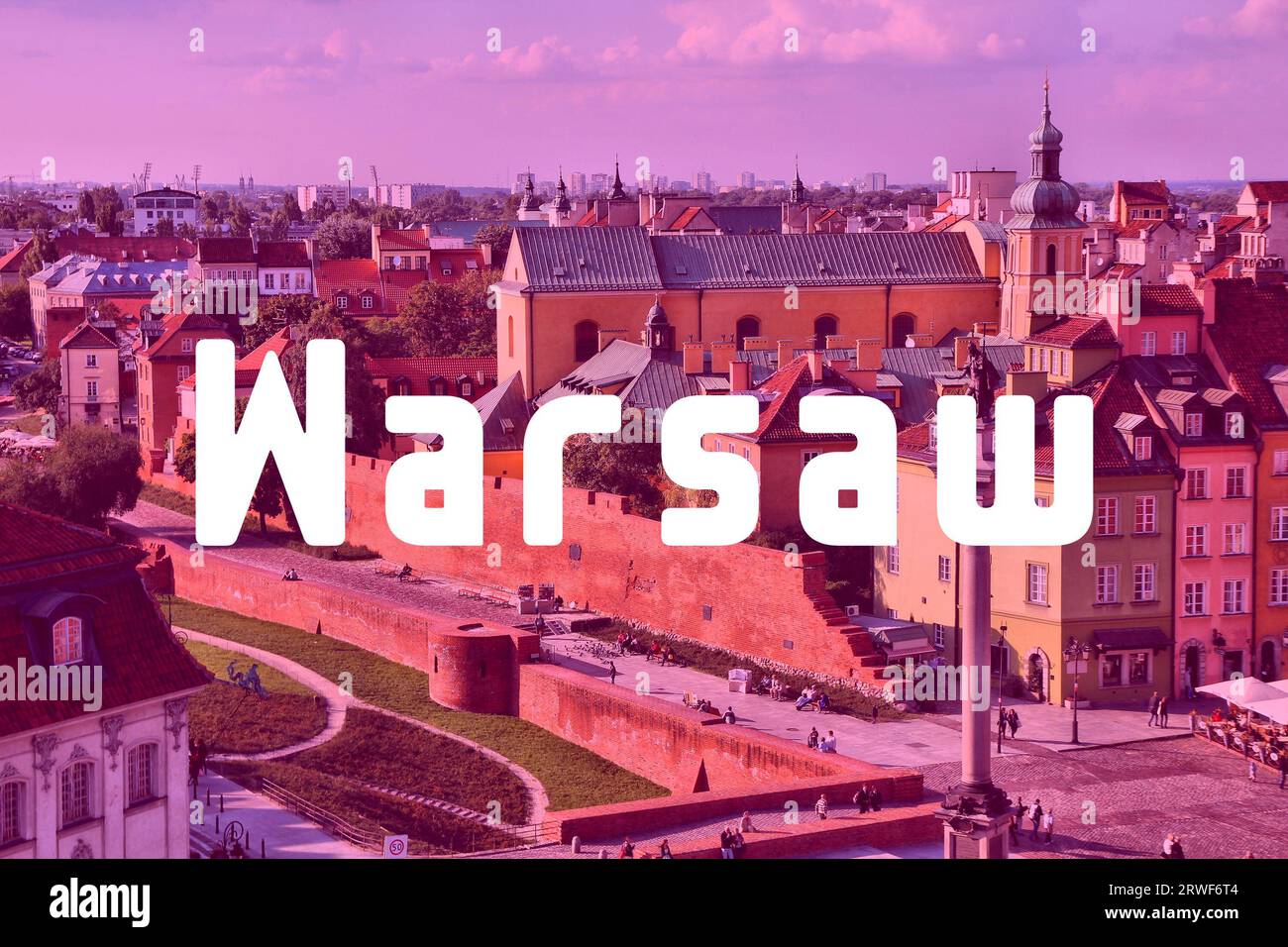 Warsaw, Poland. City name modern photo postcard. Travel destination ...