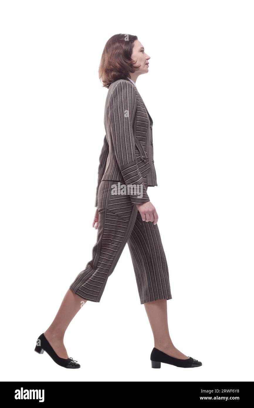 in full growth. modern business woman stepping forward Stock Photo - Alamy