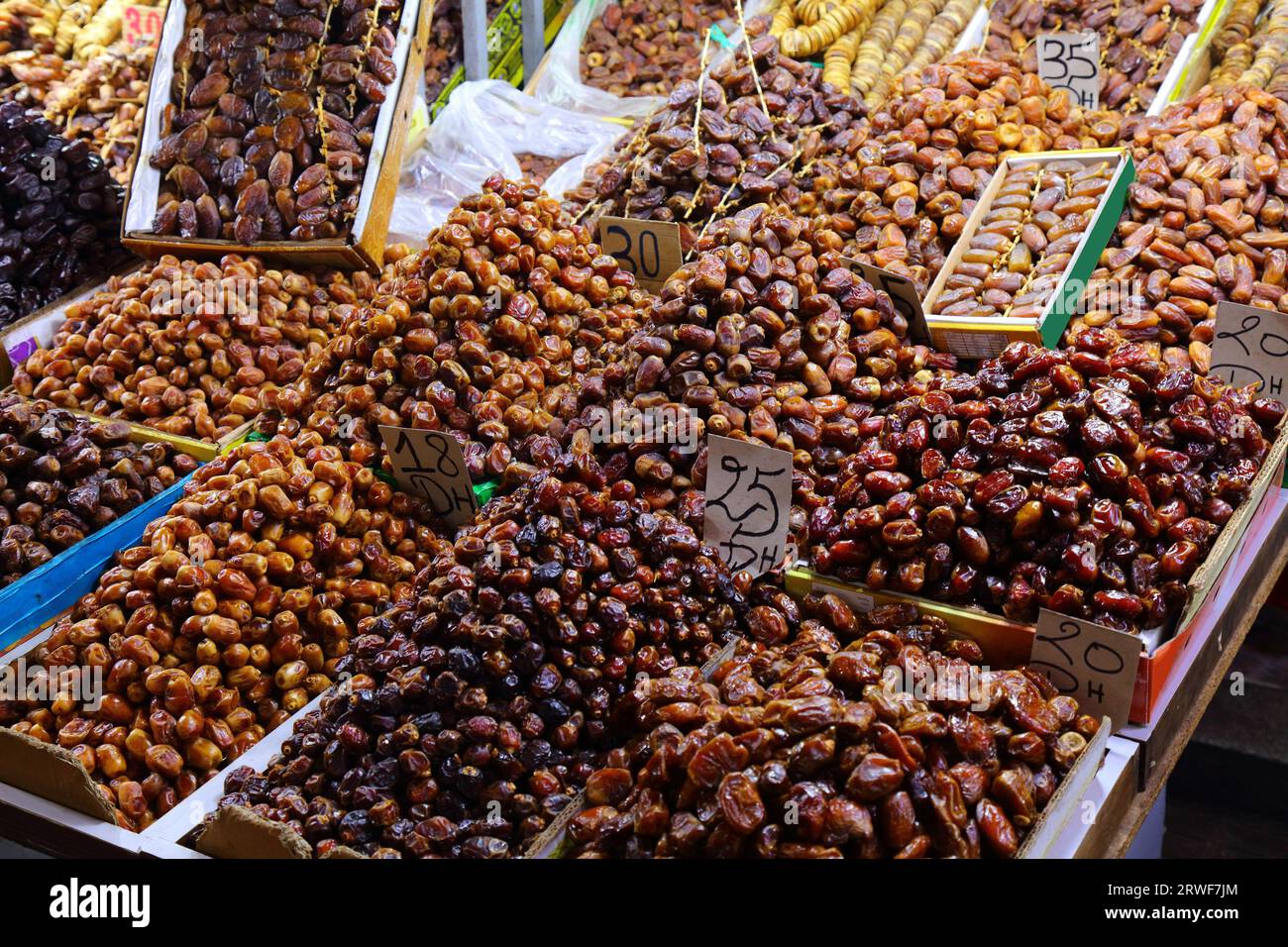 Dates at local market (souk) in Taroudant, Morocco. Date fruit ...