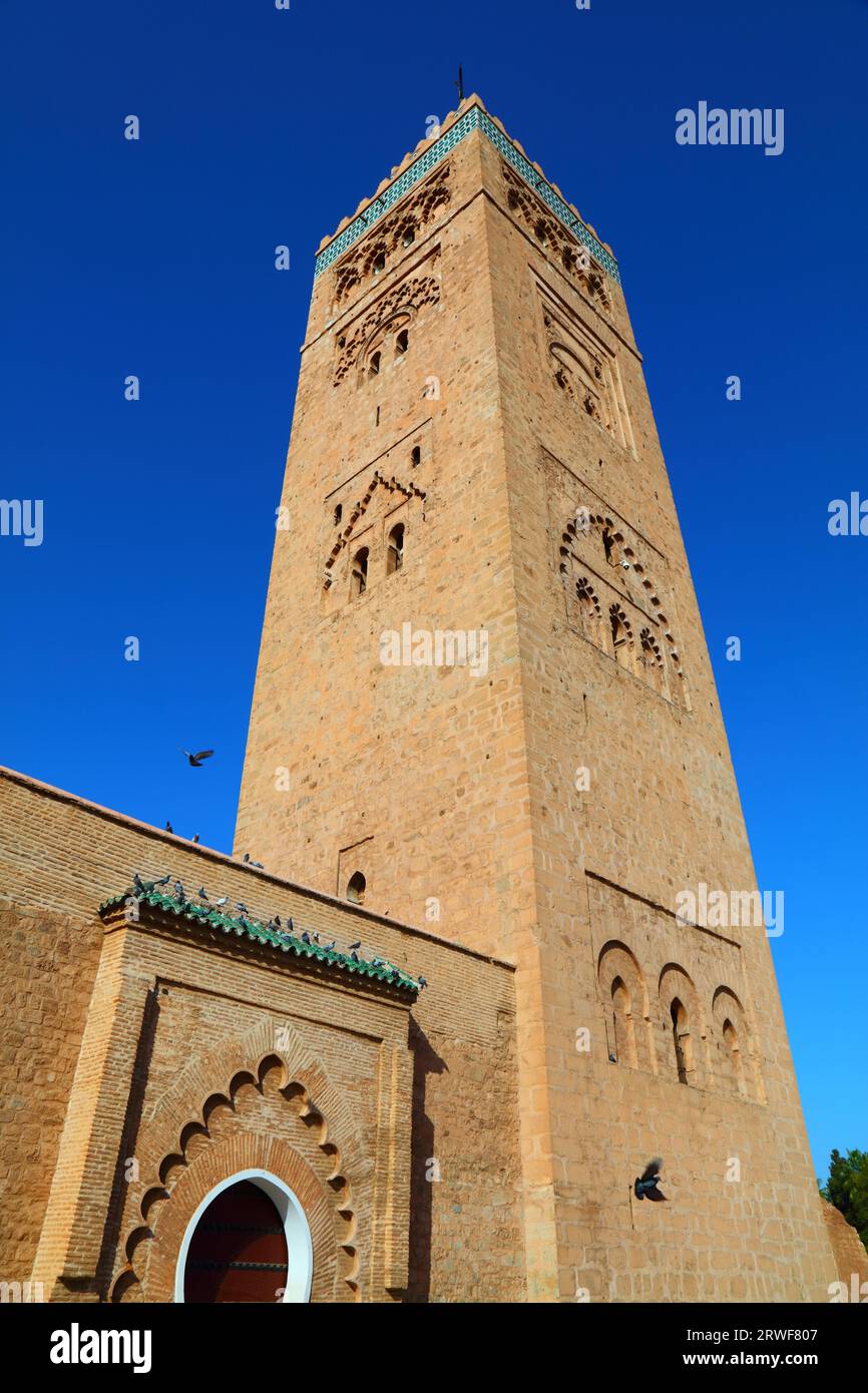Marrakech city landmark in Morocco. Koutoubia Mosque minaret tower ...