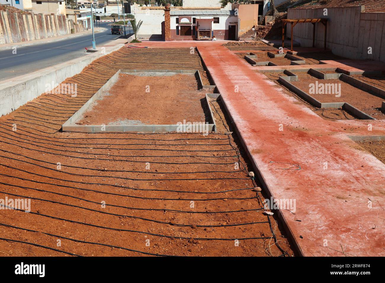 Landscaping preparation works for a city garden in Sidi Ifni, Morocco ...