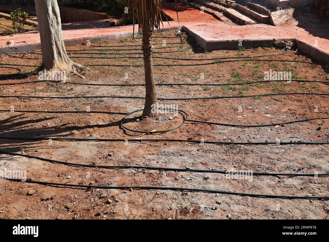 Landscaping preparation works for a city garden in Sidi Ifni, Morocco ...