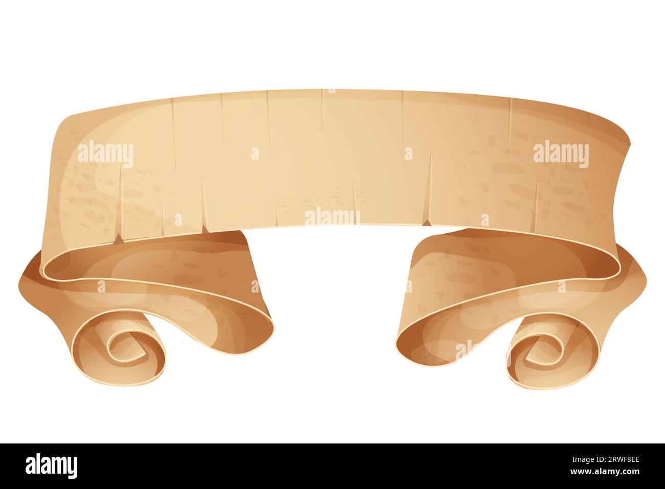 Parchment paper scroll ribbon, old vintage banner game ui element in ...