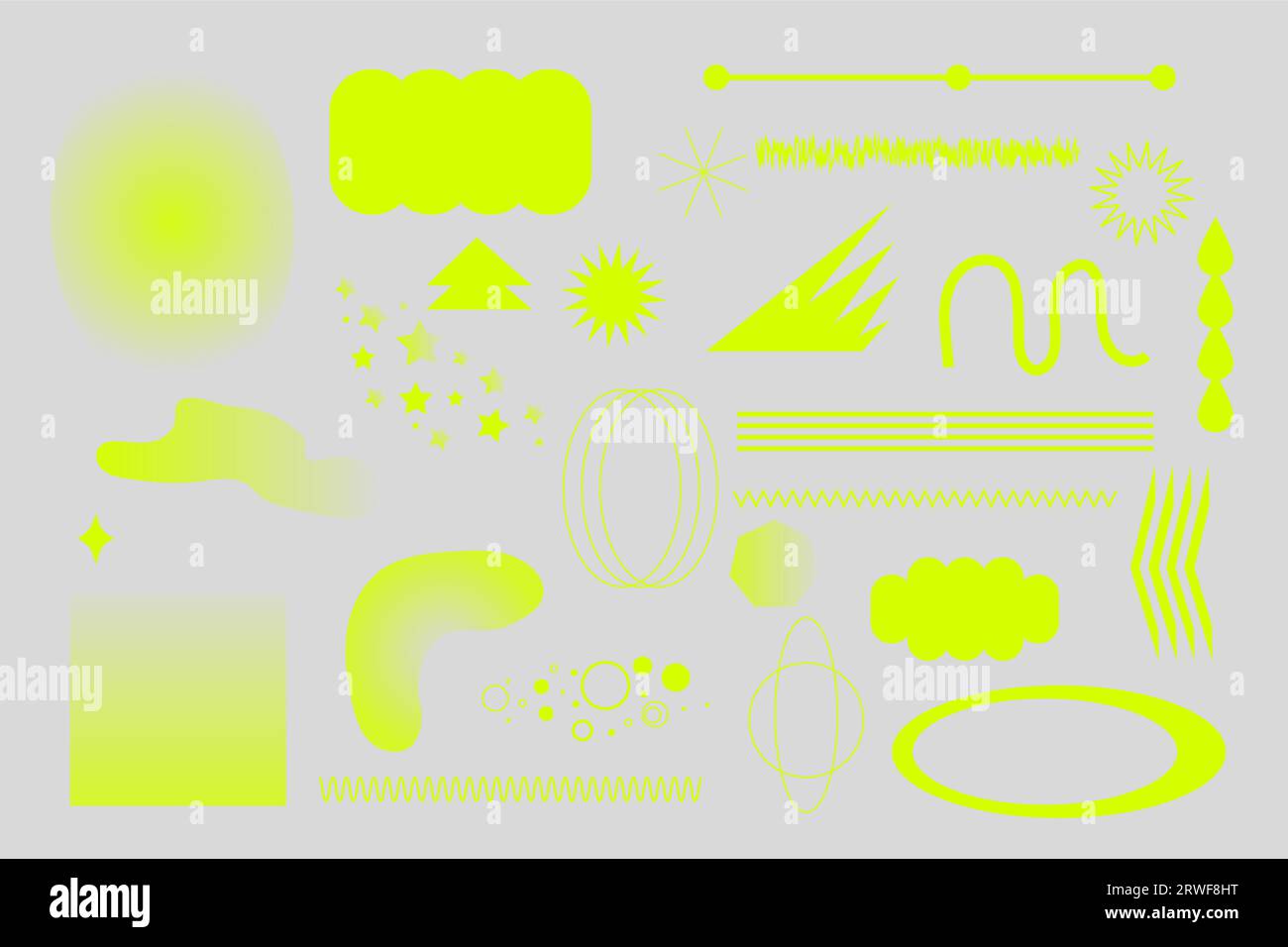 Set psychedelic retro futuristic abstract geometric shapes wireframe ...