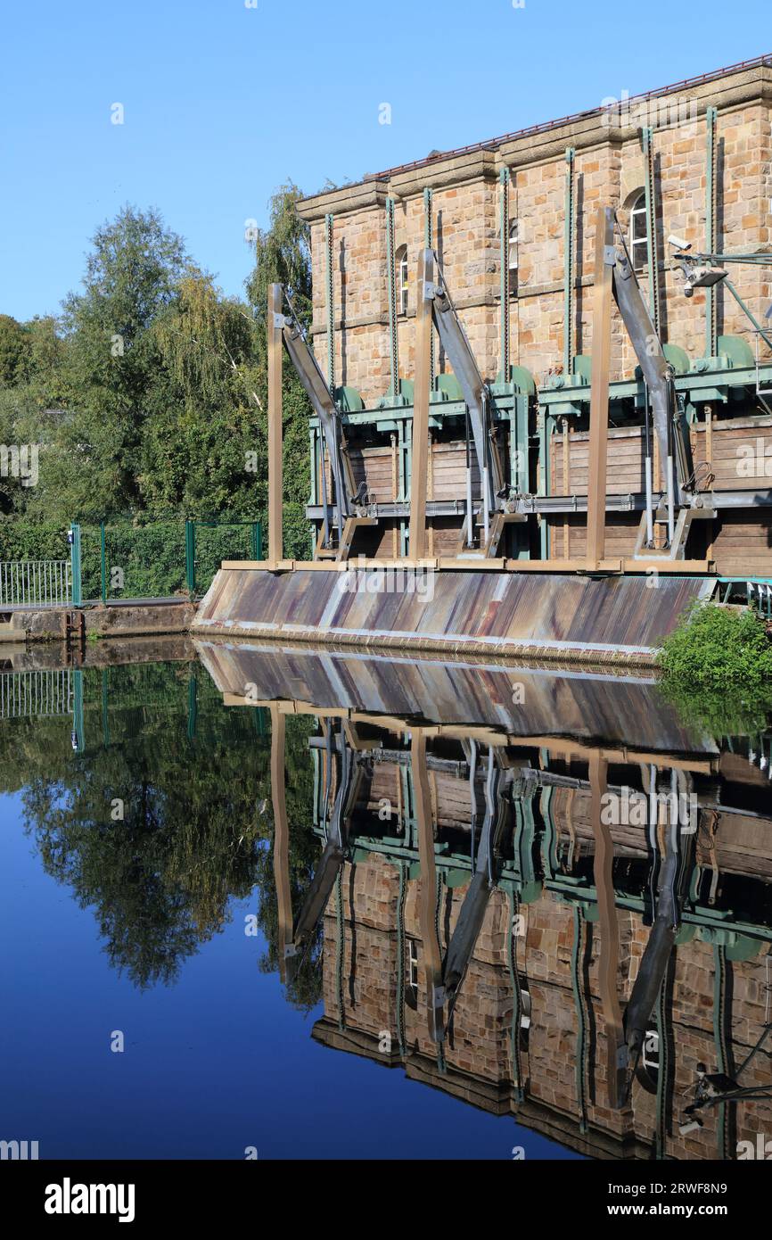 Muelheim an der Ruhr city in Germany. Hydroelectric power plant on ...