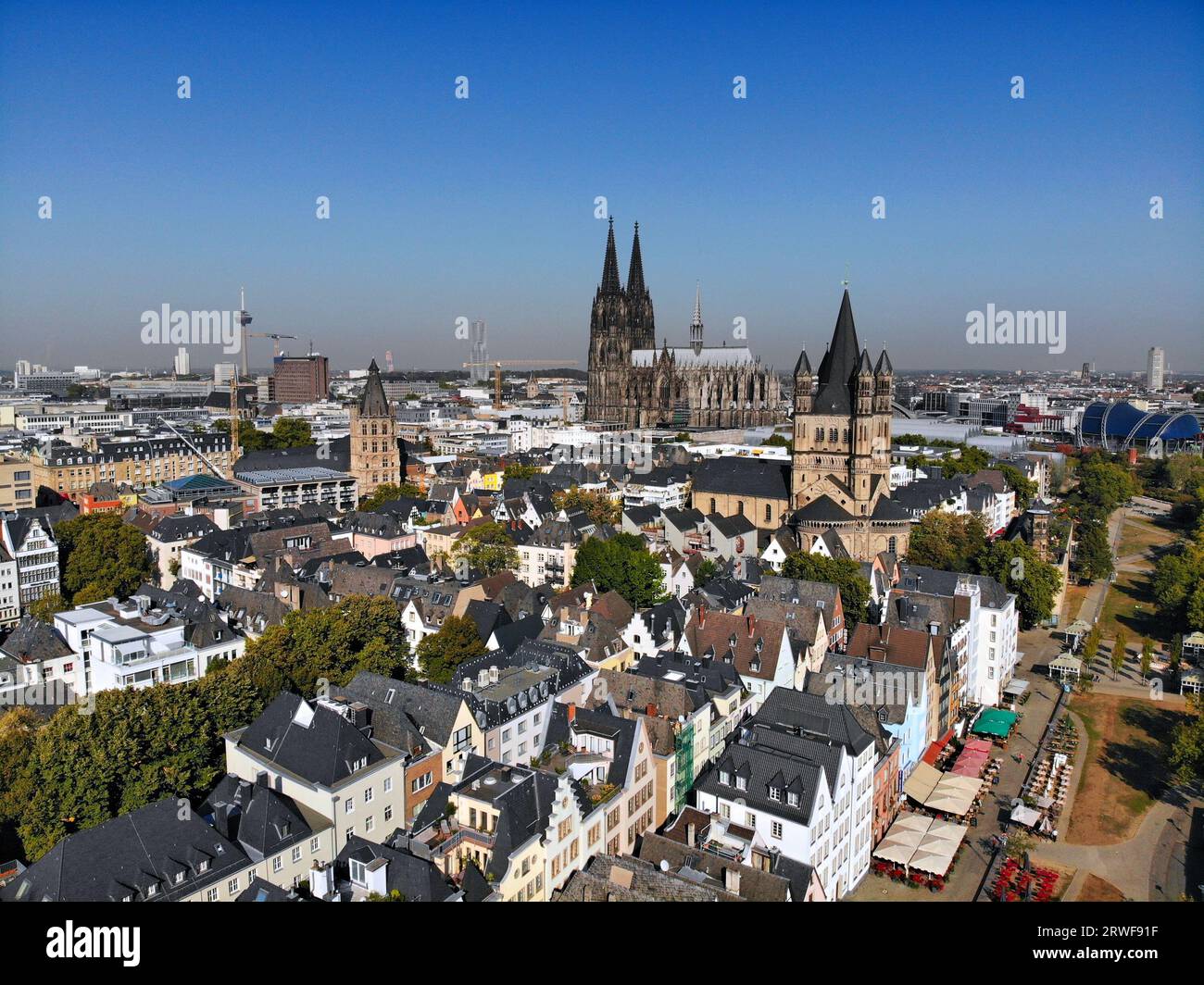 Cologne city skyline, Germany. Aerial view of Innenstadt part of ...