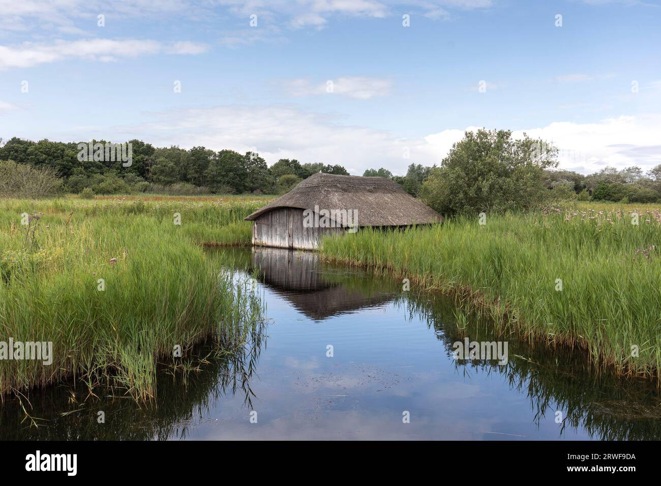 Norfolk Broads traditional boat house Stock Photo - Alamy