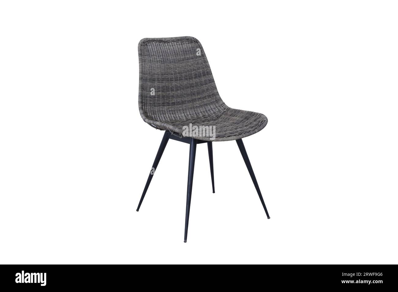 Handmade cream wicker chair made of rattan. Isolated image on white ...