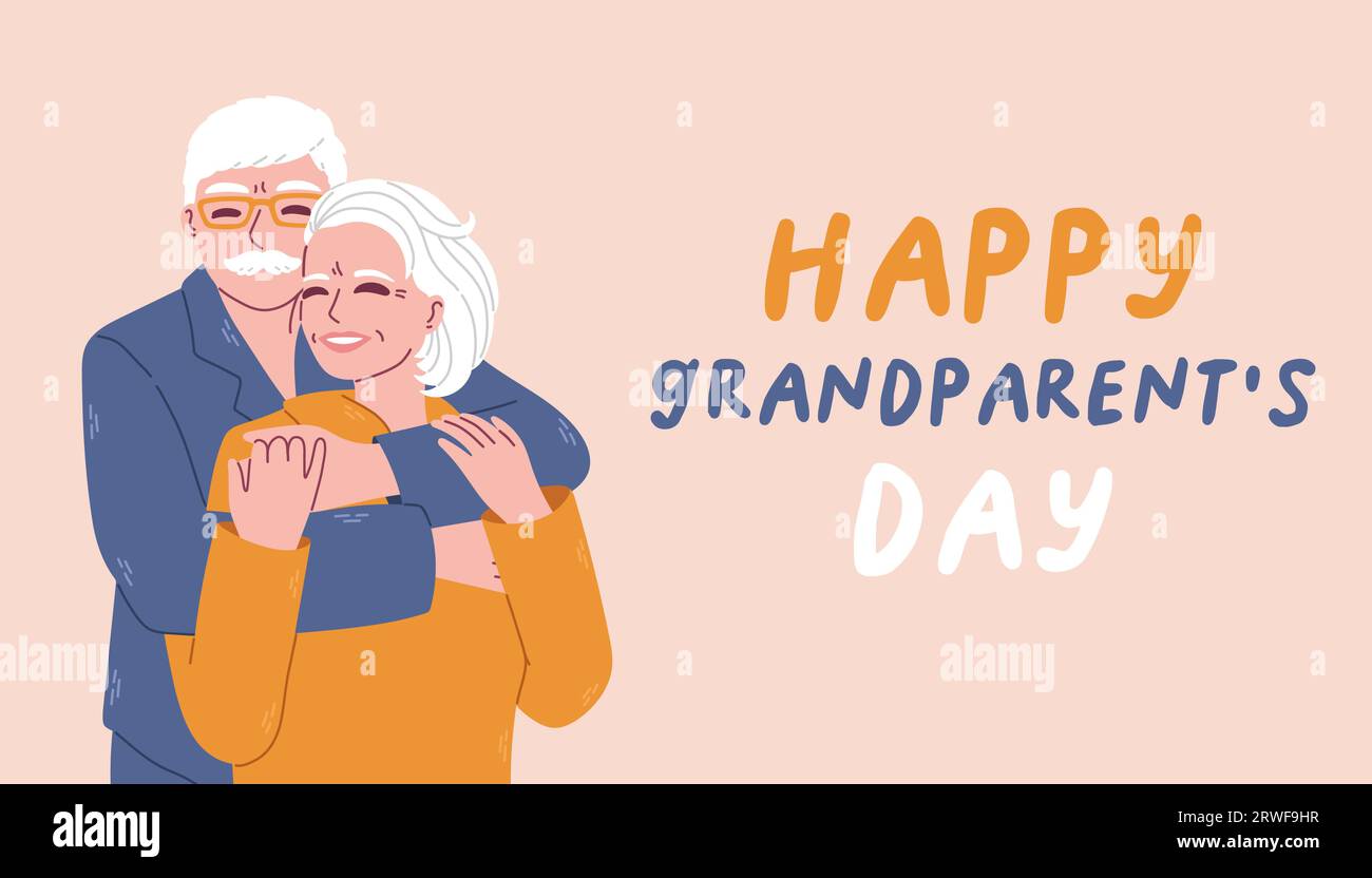 Grandparents Day. Greeting cards. Grandfather and grandmother ...