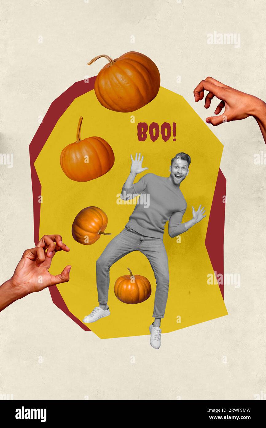 Vertical creative abstract composite photo collage of funny playful man ...