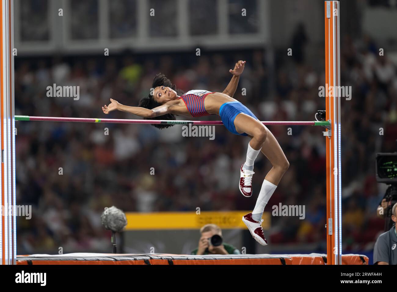 Vashti Cunningham participating in the High Jump at the World Athletics ...