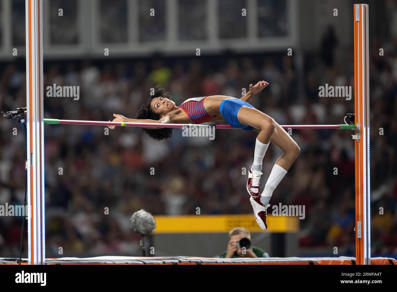 Vashti Cunningham participating in the High Jump at the World Athletics ...