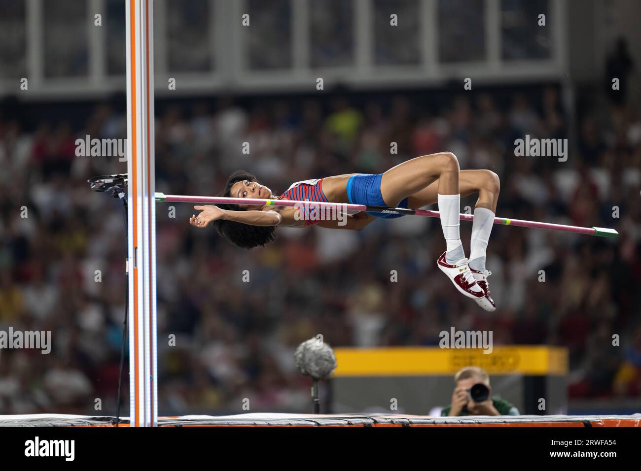 Vashti Cunningham participating in the High Jump at the World Athletics ...