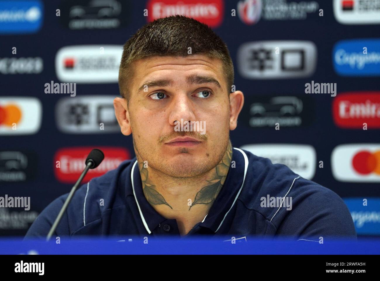 Italy's Marco Riccioni during a press conference at the Stade de Nice ...