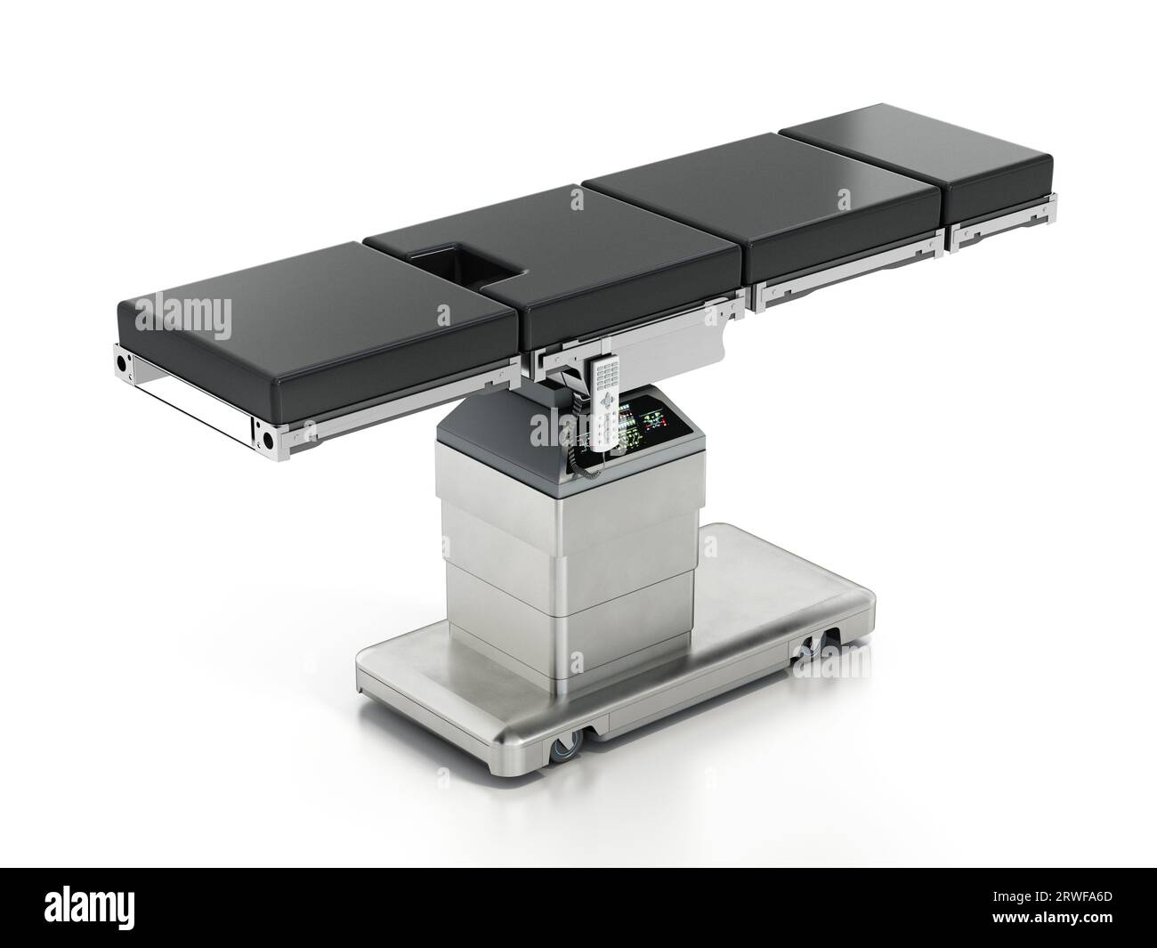 Hospital electric surgical operation bed isolated on white background ...