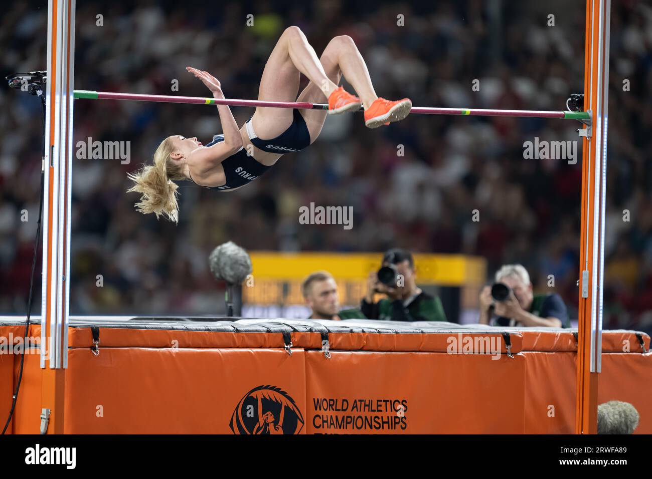 Elena Kulichenko participating in the High Jump at the World Athletics ...