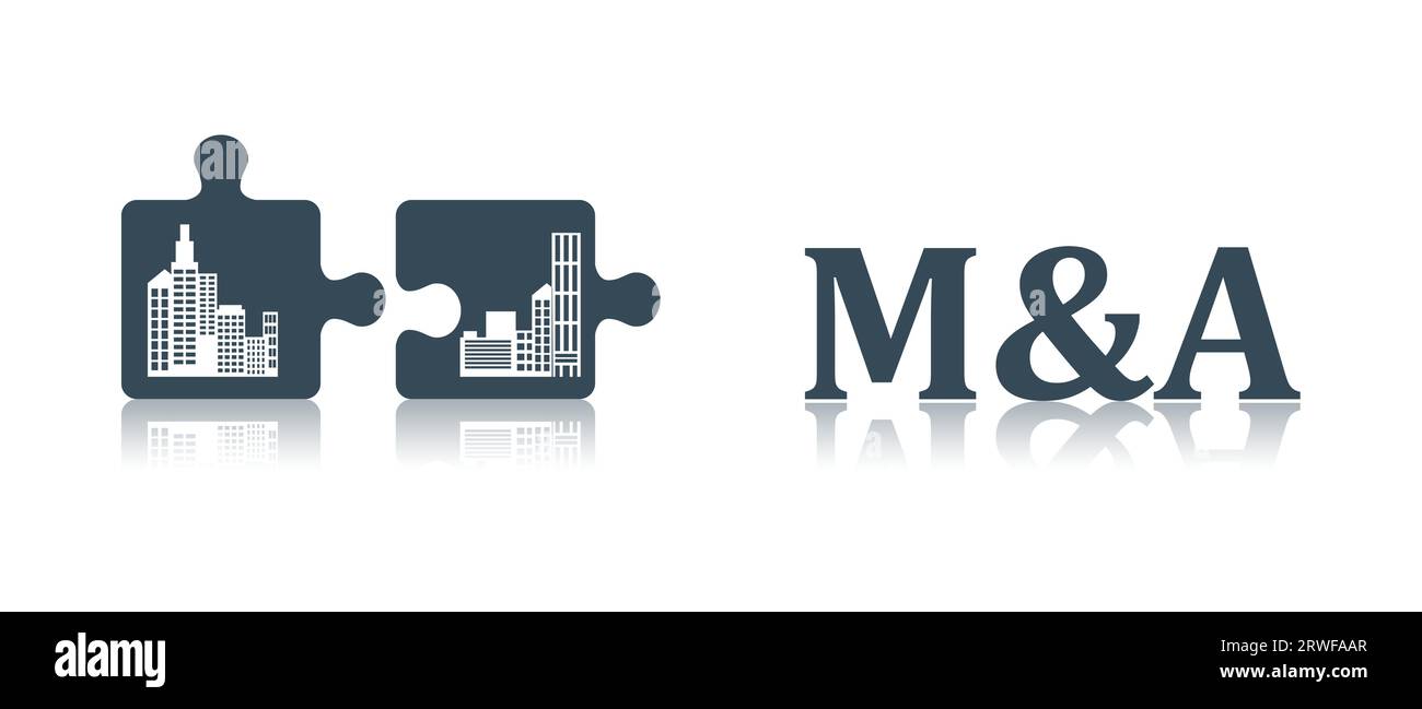 Illustration of a m&a concept Stock Photo - Alamy
