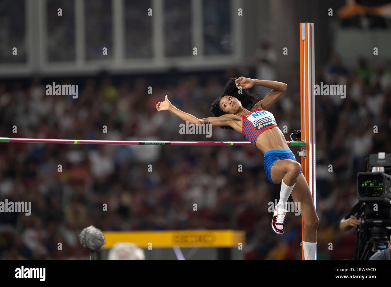 Vashti Cunningham participating in the High Jump at the World Athletics ...