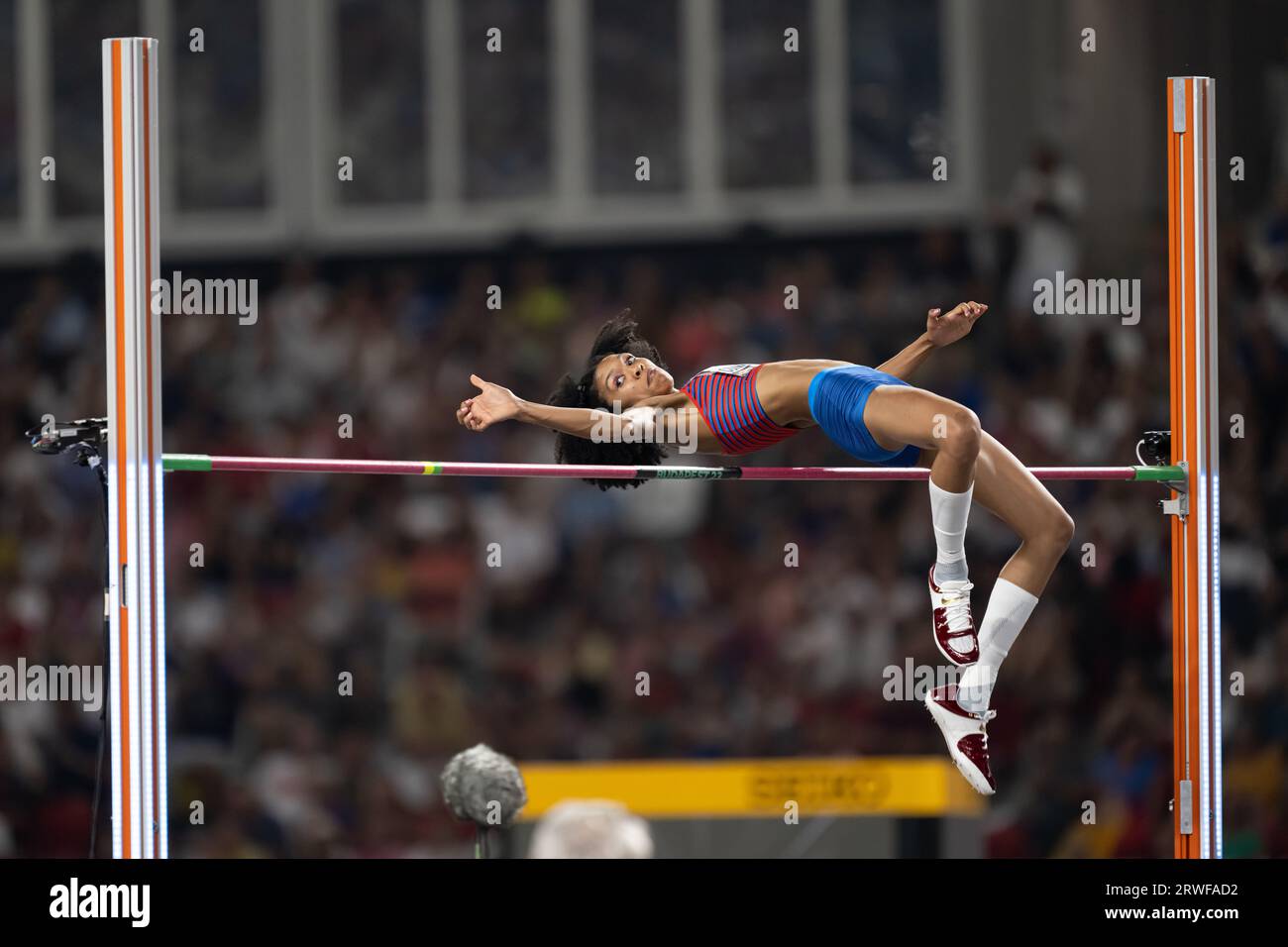 Vashti Cunningham participating in the High Jump at the World Athletics ...