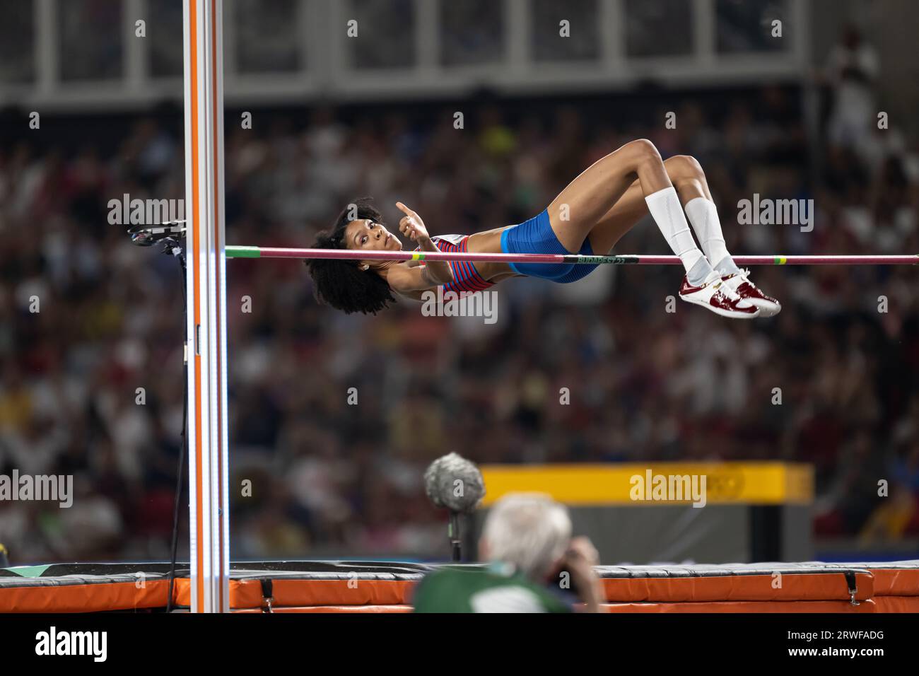 Vashti Cunningham participating in the High Jump at the World Athletics ...