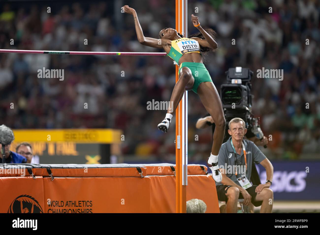 Lamara Distin participating in the High Jump at the World Athletics ...