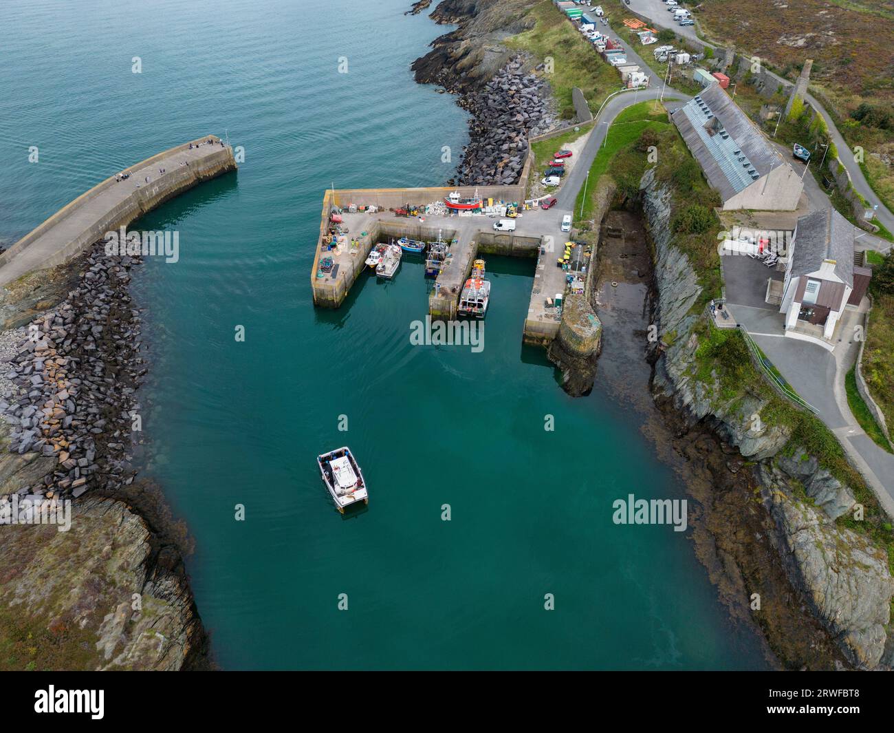 Aerial view of the harbor at Amlwch on the island of Anglesey in north ...