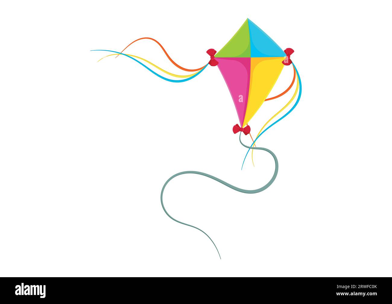 Colorful Kite Vector Flat Design Isolated on White Background Stock ...