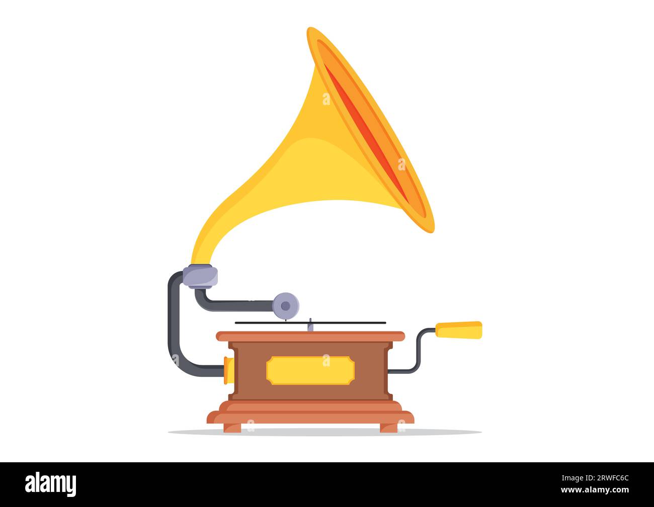 Old Gramophone In Flat Design. Vintage Music Phonograph Vector ...