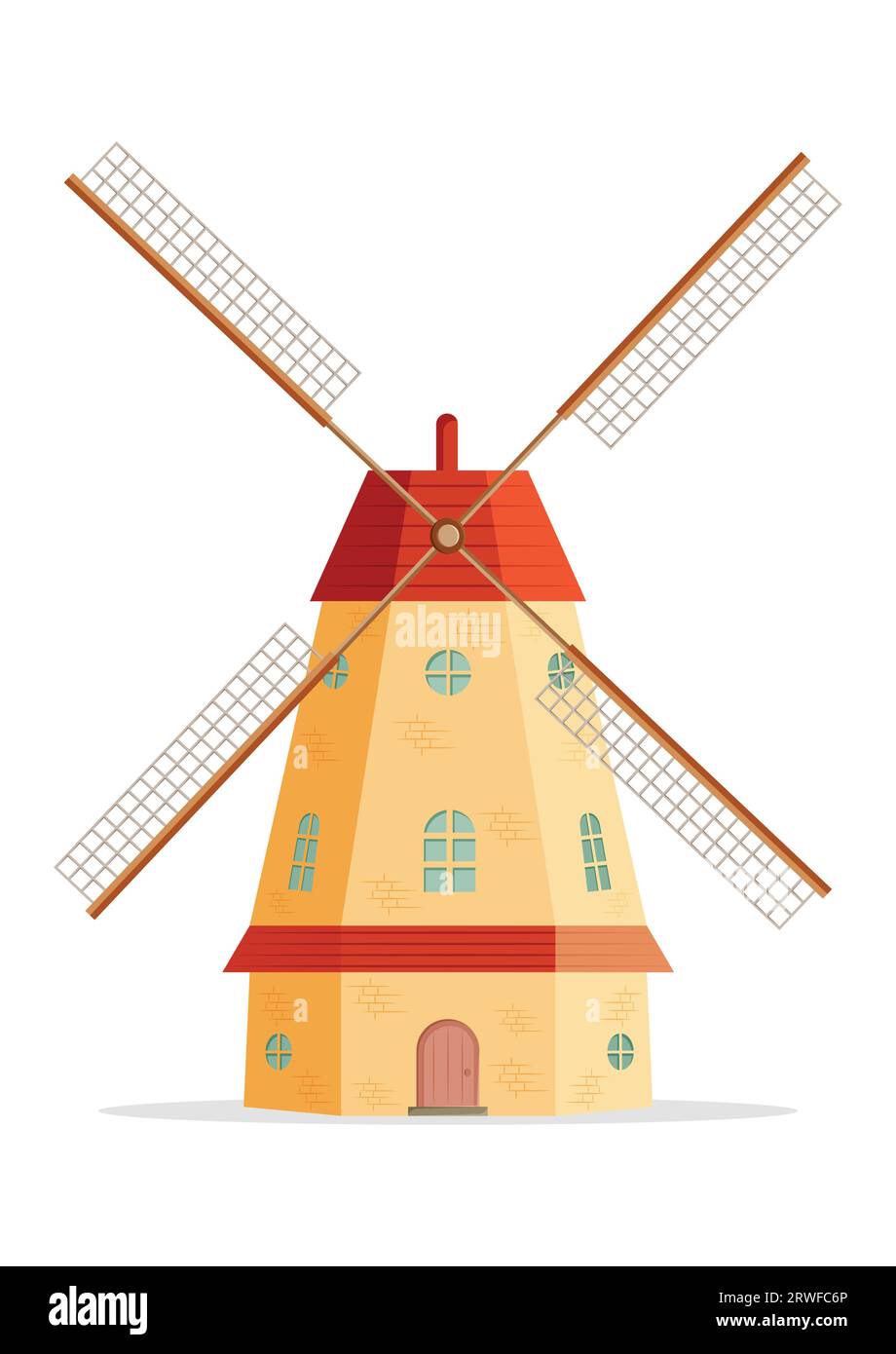 Old farm windmill vector flat design isolated on white background Stock ...