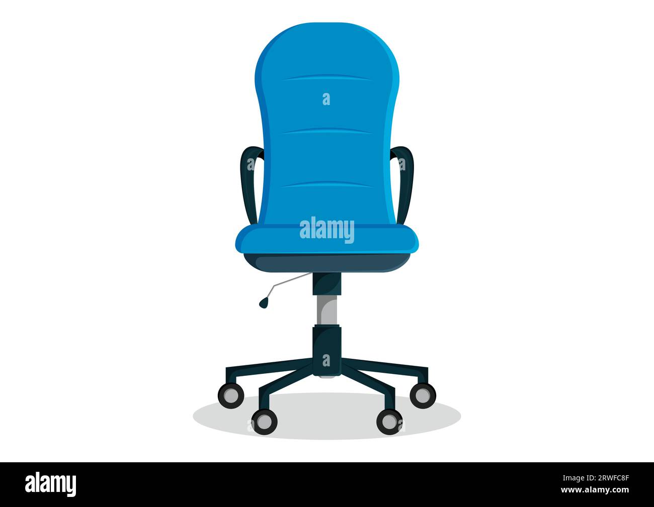 Blue swivel office chair vector flat design isolated on white ...