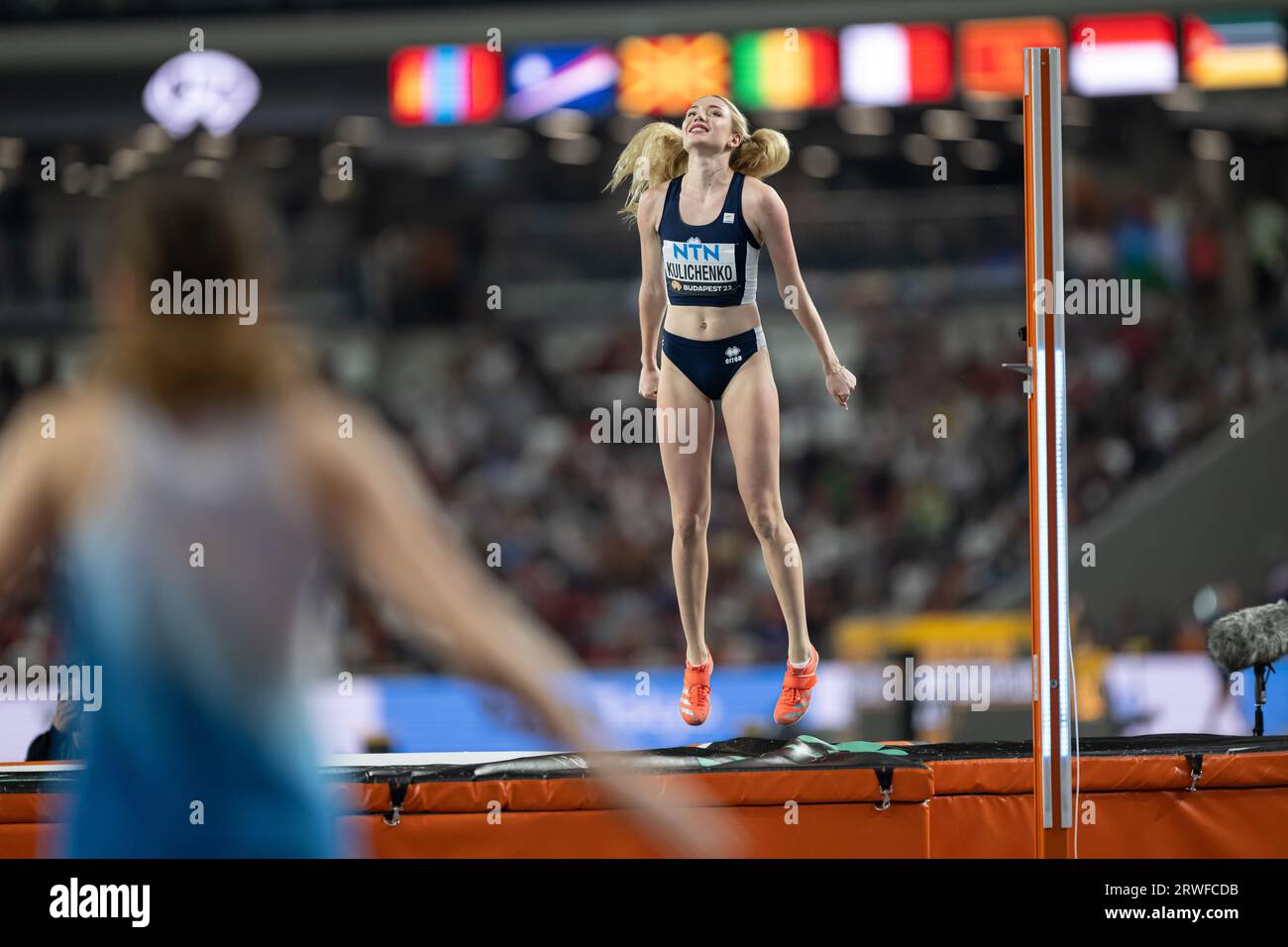 Elena Kulichenko participating in the High Jump at the World Athletics ...