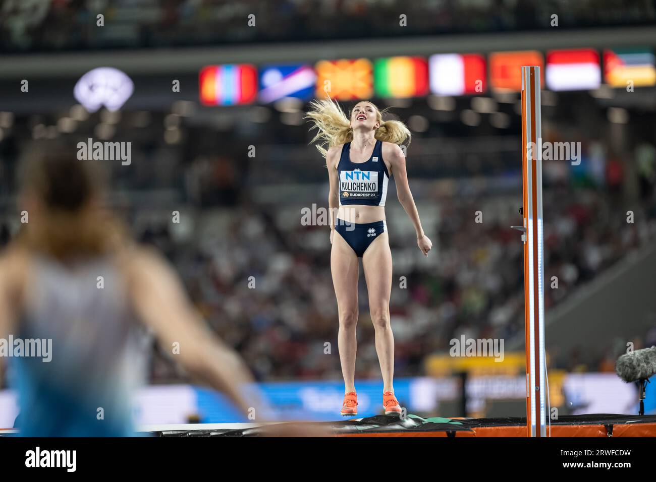 Elena Kulichenko participating in the High Jump at the World Athletics ...