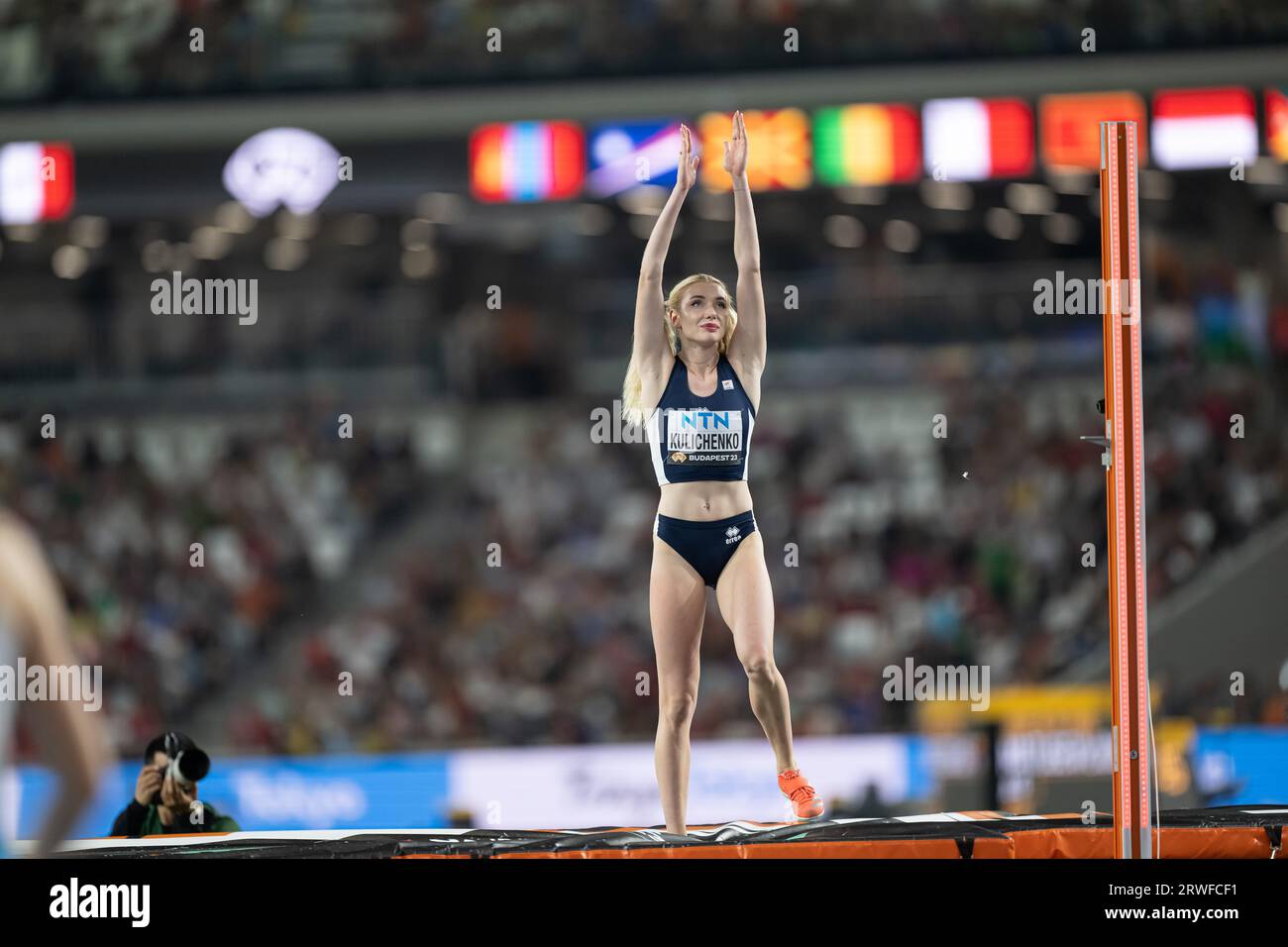 Elena Kulichenko participating in the High Jump at the World Athletics ...