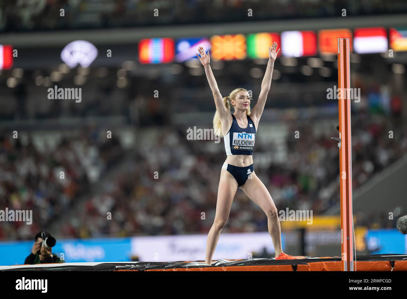 Elena Kulichenko participating in the High Jump at the World Athletics ...
