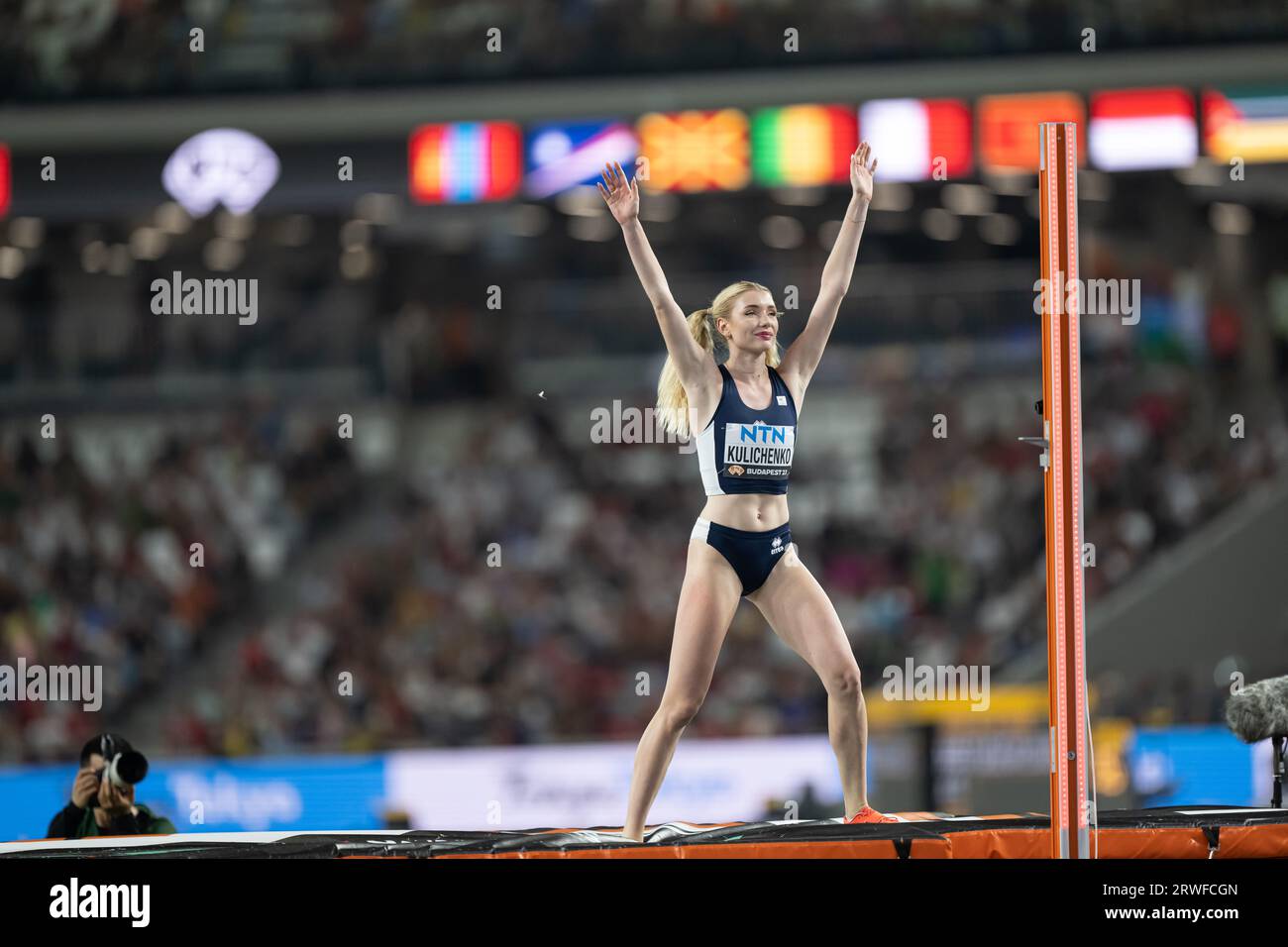 Elena Kulichenko participating in the High Jump at the World Athletics ...