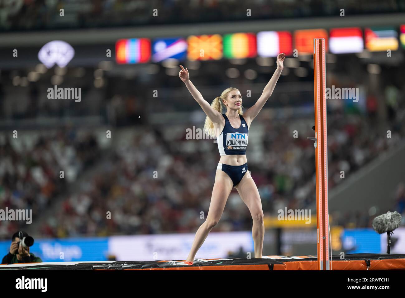 Elena Kulichenko participating in the High Jump at the World Athletics ...