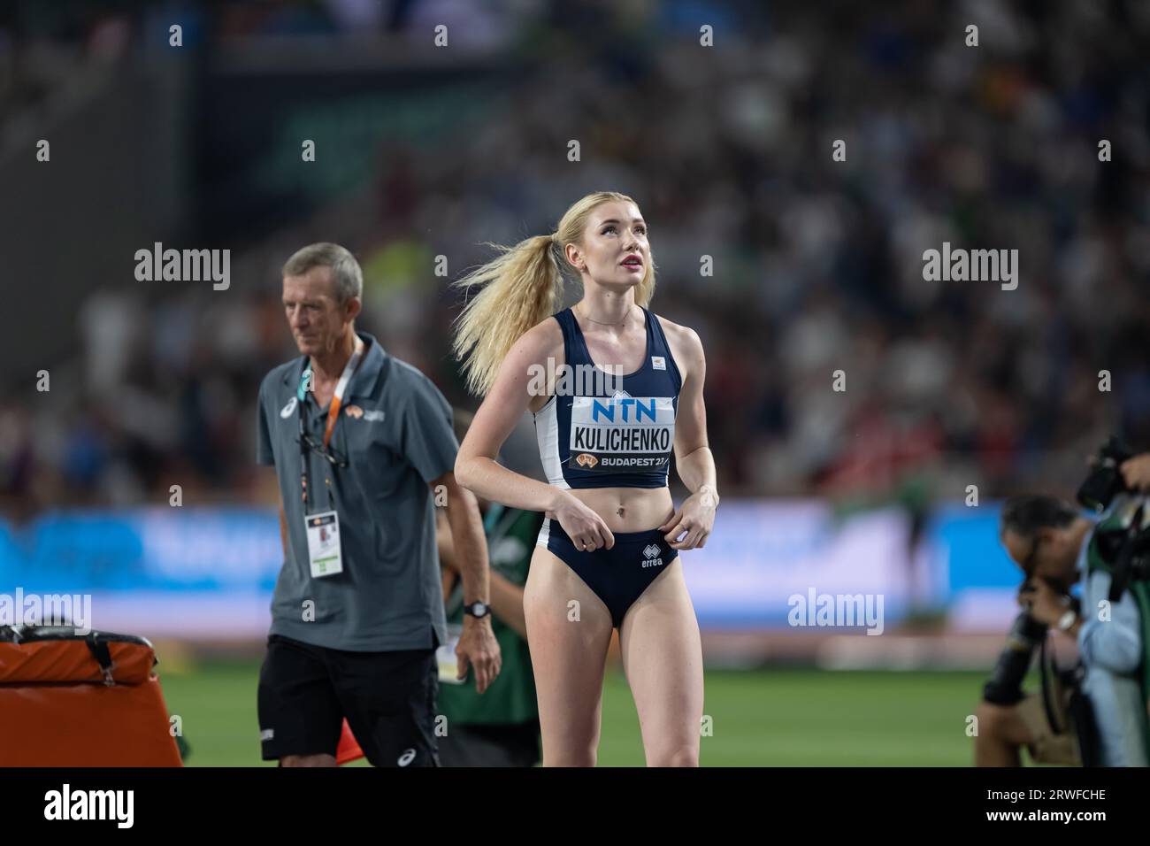 Elena Kulichenko participating in the High Jump at the World Athletics ...