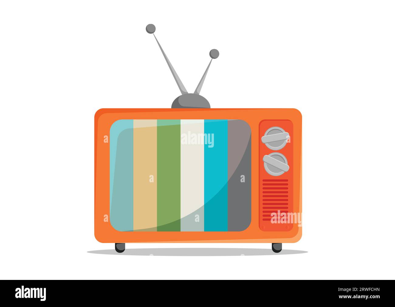 Old Retro TV in Flat Style. Vector Illustration of Vintage TV Isolated ...