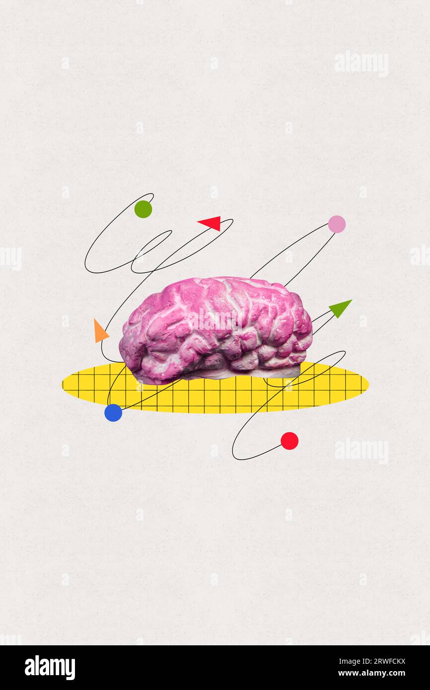 Vertical creative composite photo collage of research on creation of ...