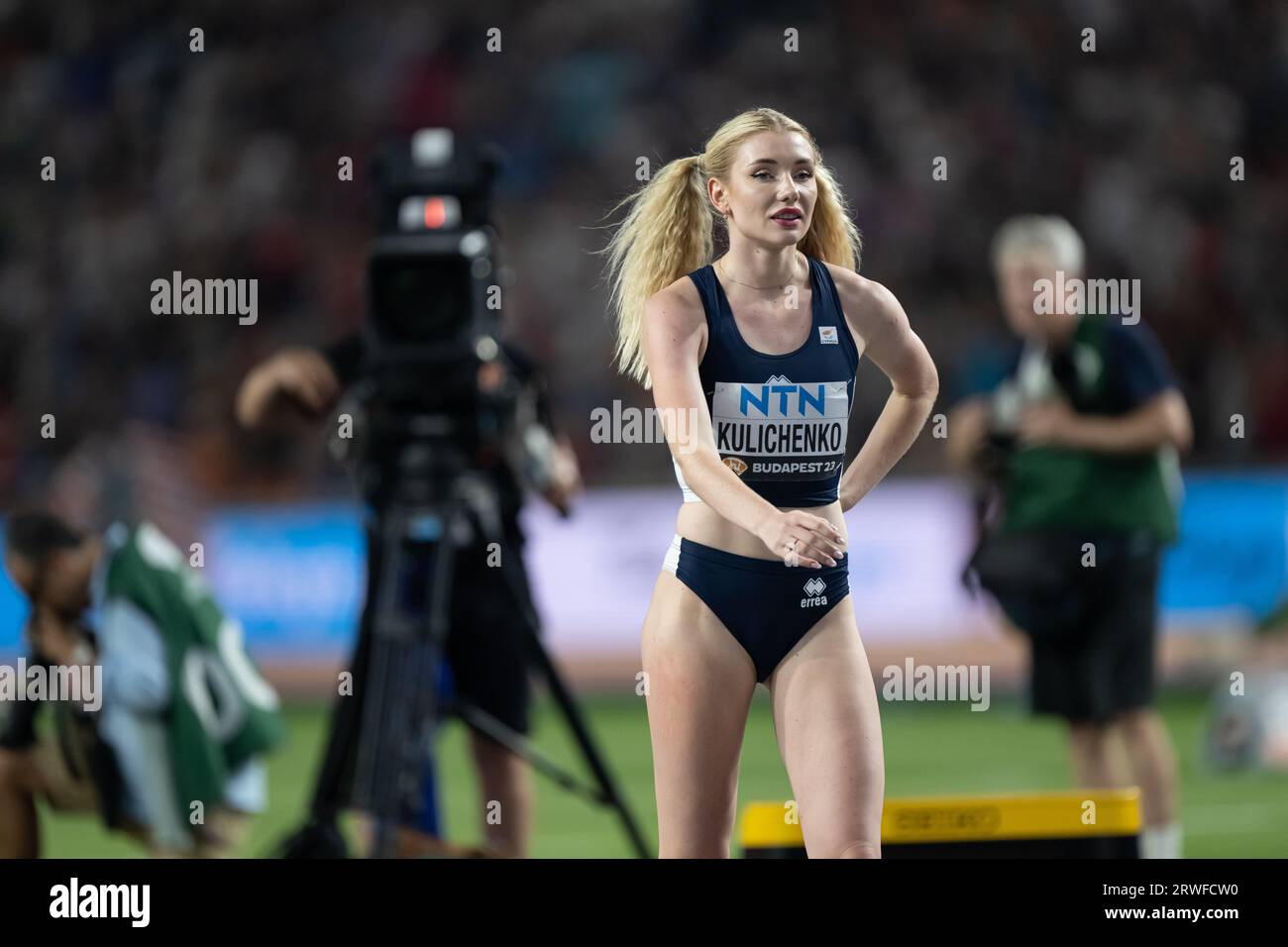 Elena Kulichenko participating in the High Jump at the World Athletics ...
