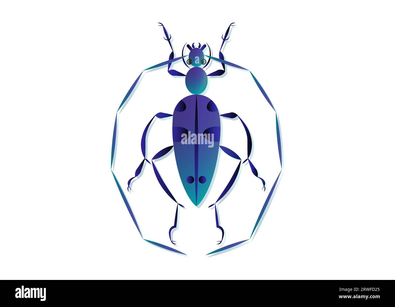 Beetle Insect With Giant Antennae Vector Art. Gnoma Zonalis Weird ...