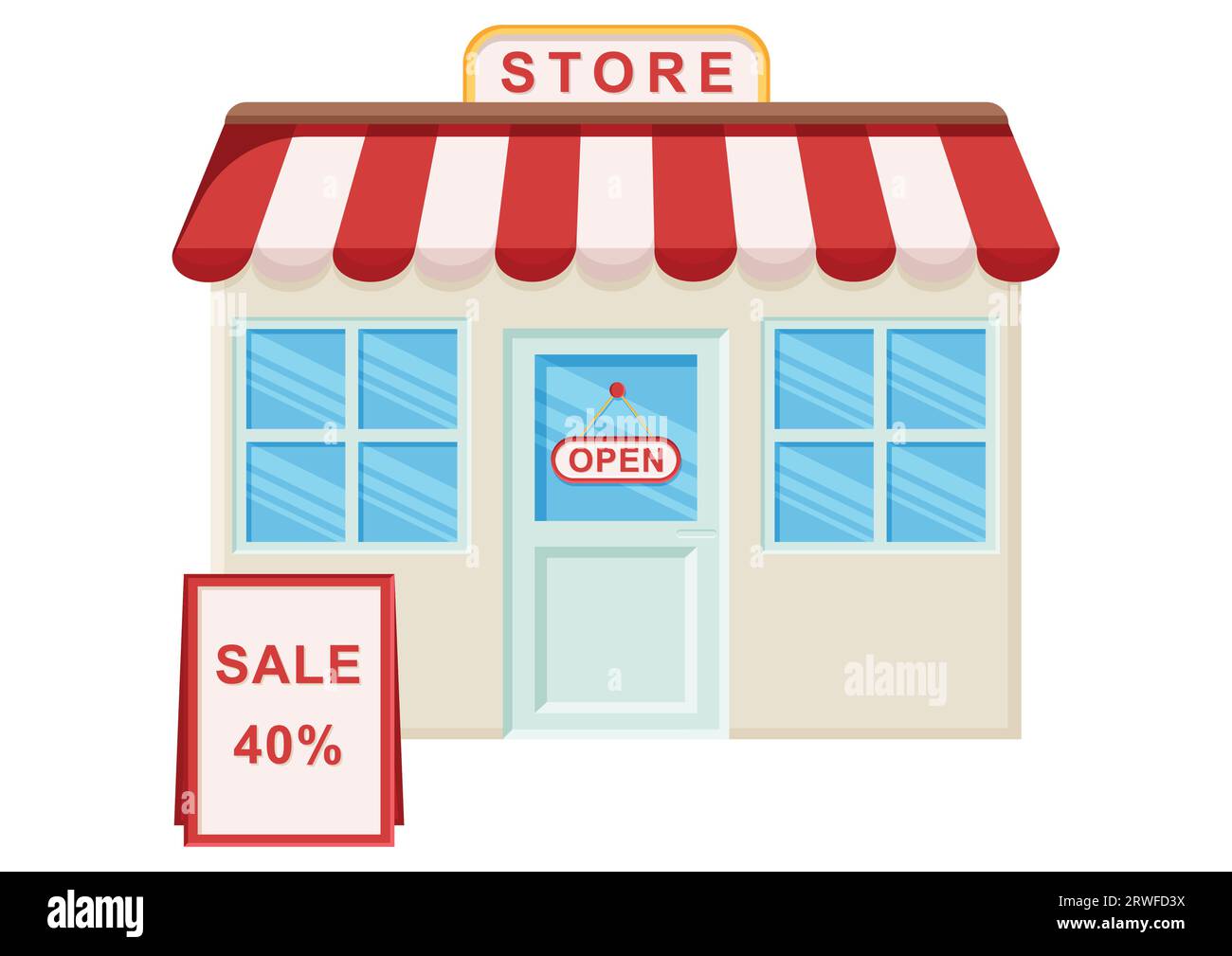 Store facade with sale discount flat design. Shop clipart vector ...