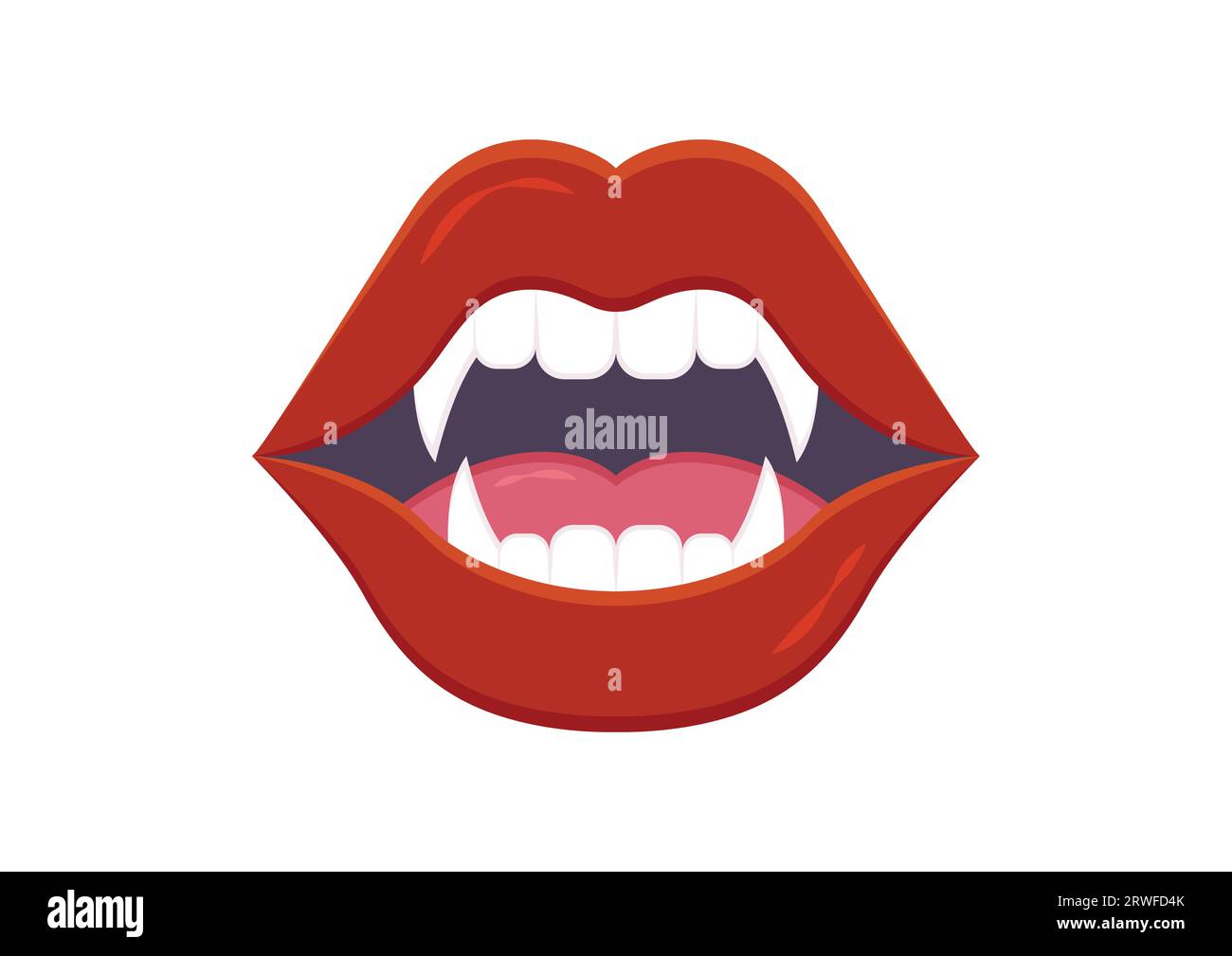 Vampire Mouth Teeth Vector Flat Design Isolated On White Background ...