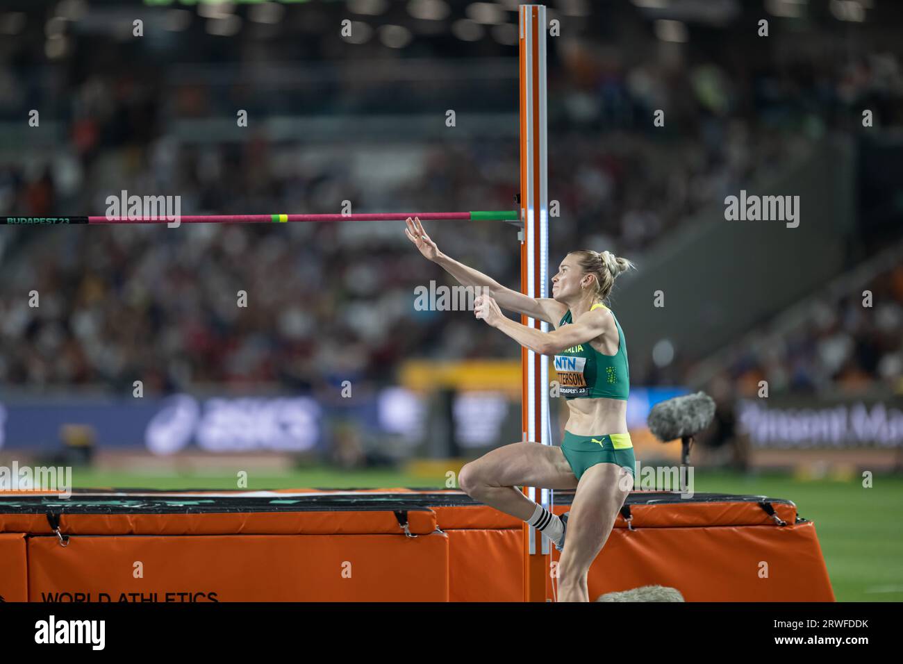 Eleanor Patterson participating in the High Jump at the World Athletics ...
