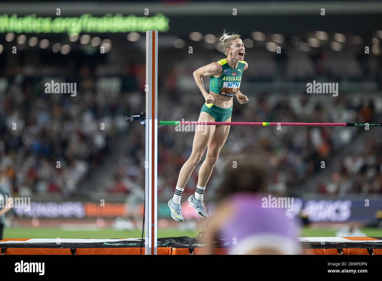 Eleanor Patterson participating in the High Jump at the World Athletics ...