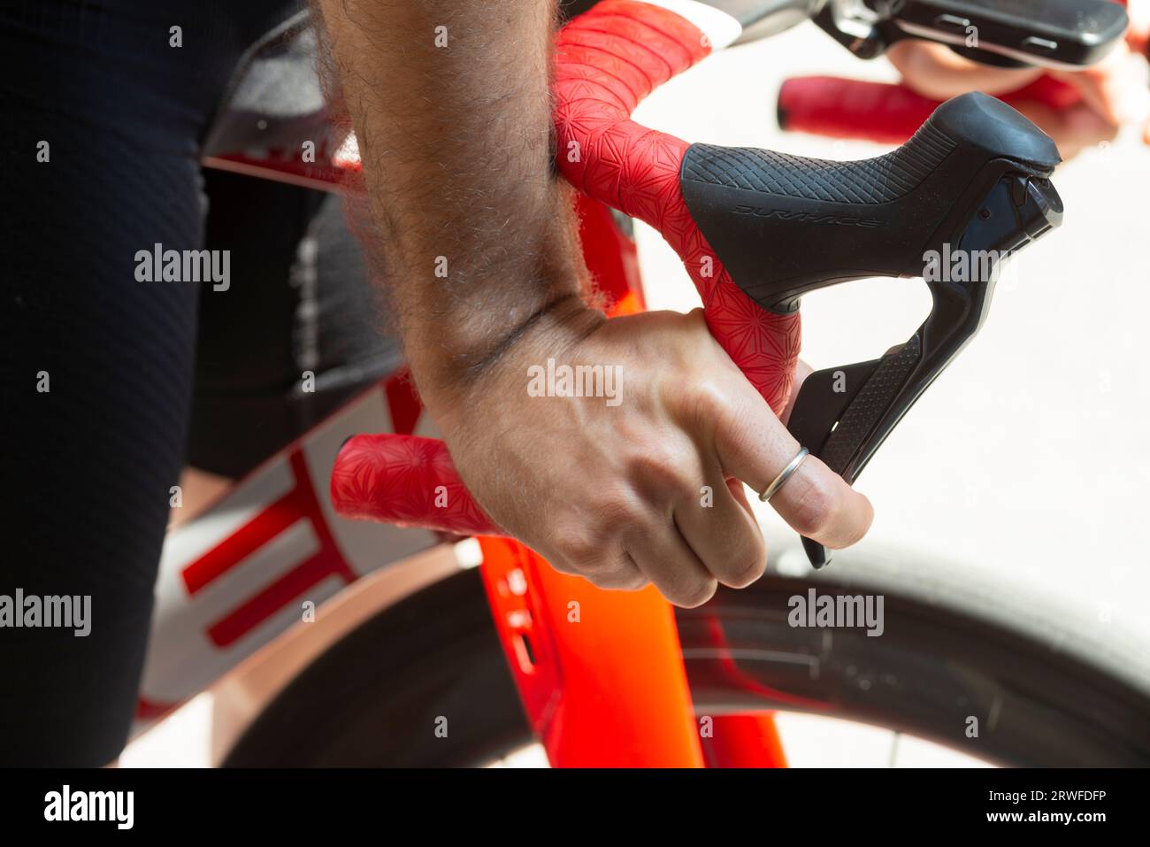 Hand on a Bicycle Hand Brake Stock Photo - Alamy