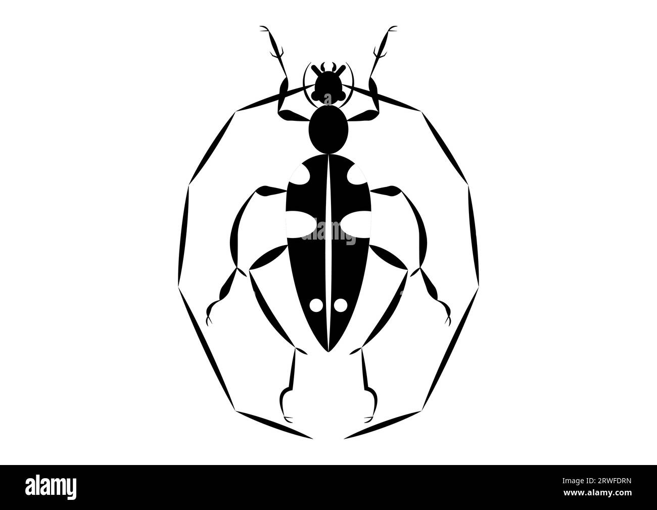 Black and White Beetle Insect With Giant Antenna Silhouette Clipart ...